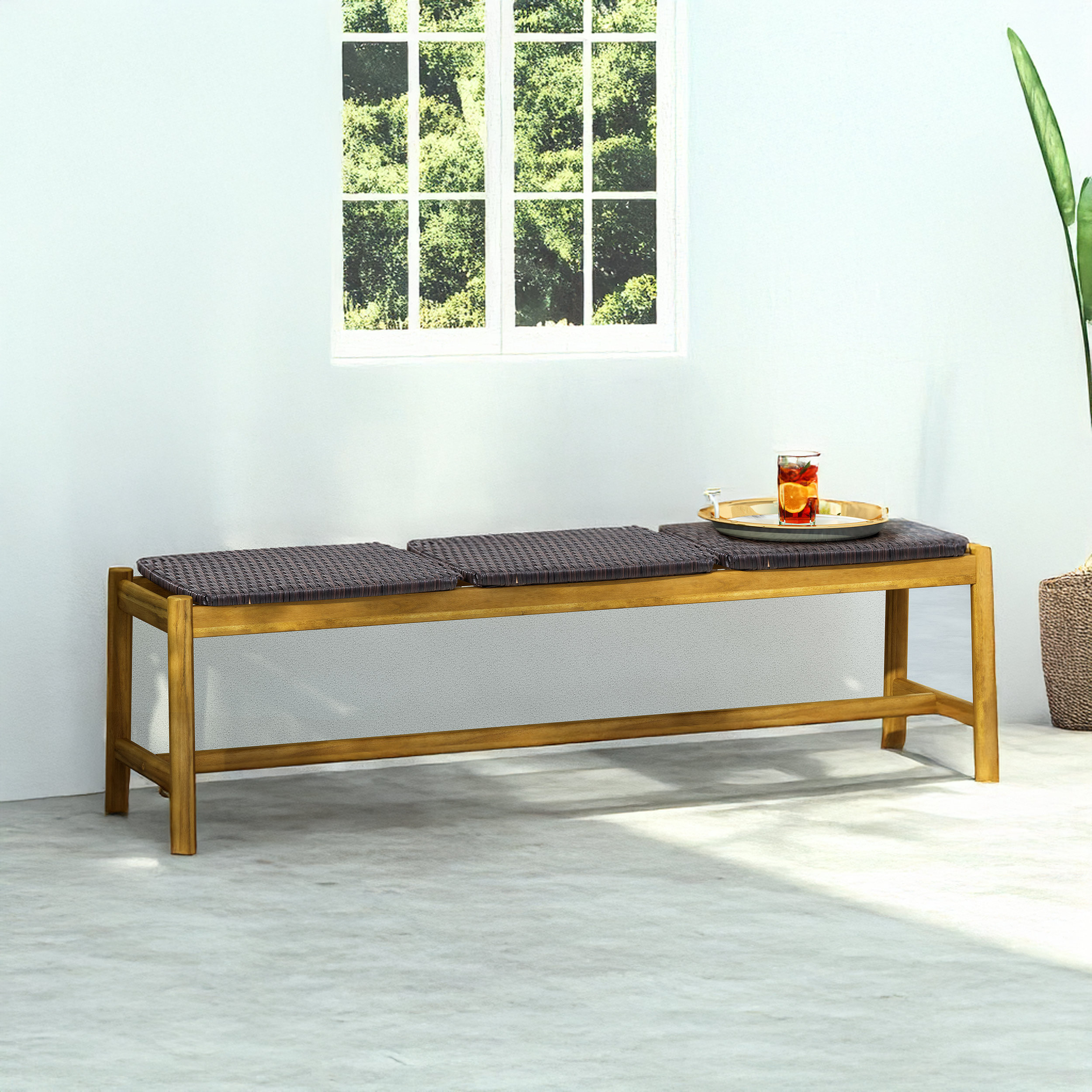 Latitude Run® Acacia Wood 3 Seater Bench - Wayfair Canada