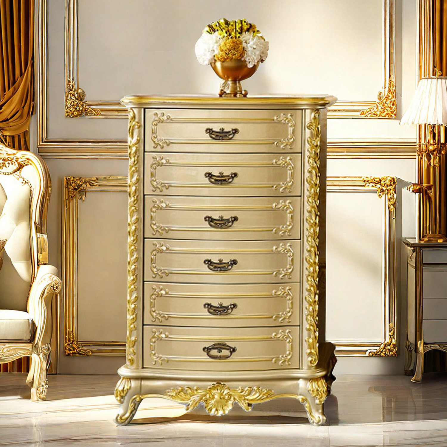 Morpho Nest Creations European-Style Solid Wood Drawer Storage Cabinet ...