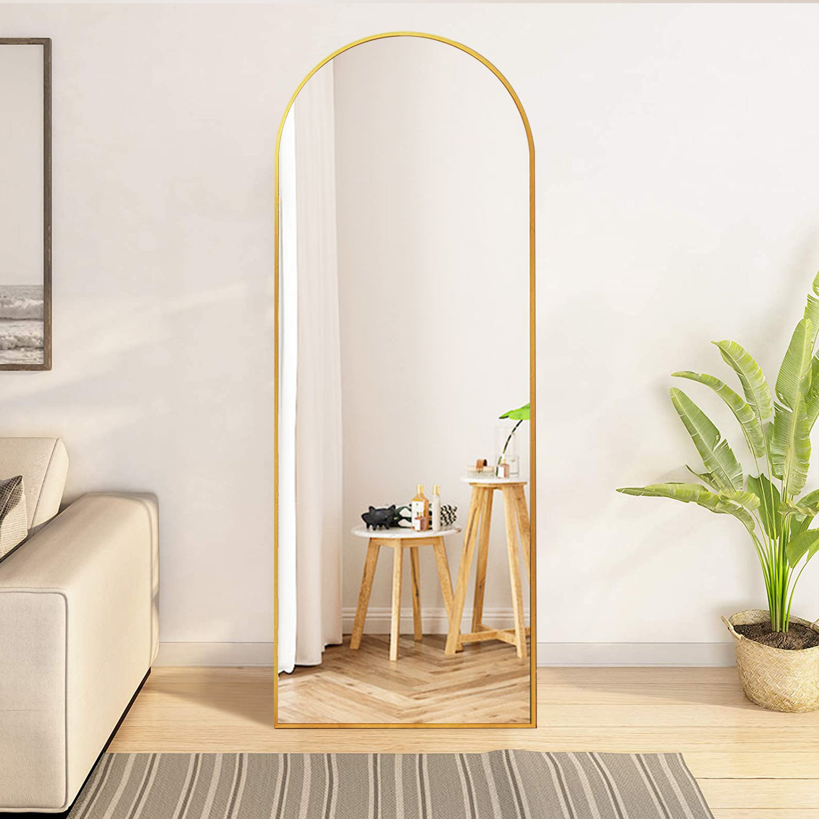 Everly Quinn Full Length Mirror Arch Floor Mirror Wall Mirror Hanging ...
