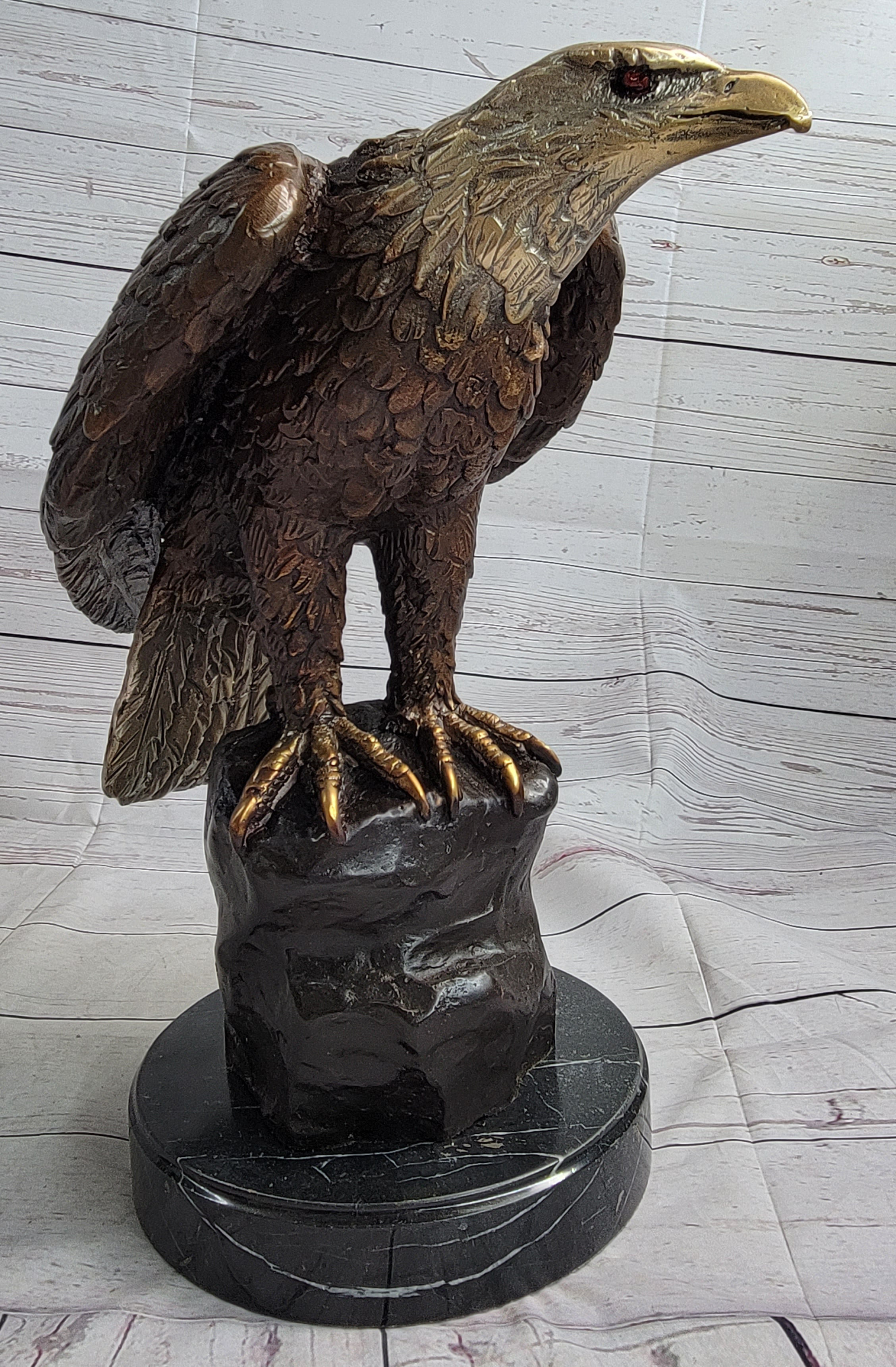 Loon Peak® Joonwon Bronze Sculpture Statue of Bald Eagle by Moigniez ...