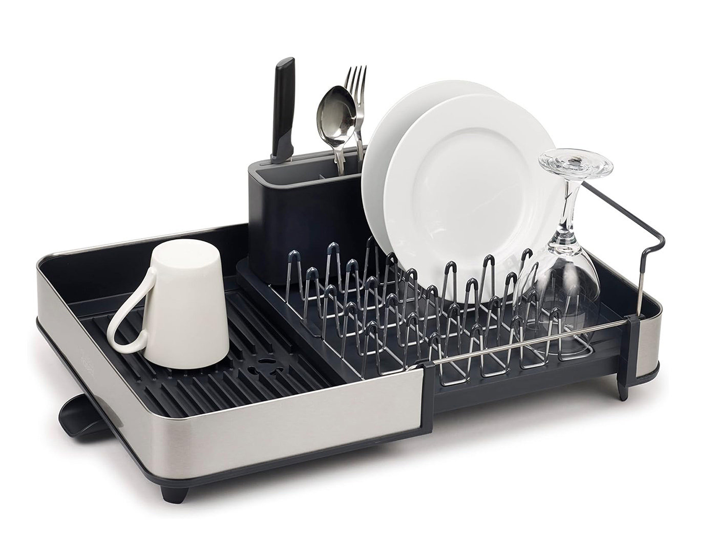 LEGIAT Stainless Steel Extendable Dish Drying Rack in Gray with Dual ...