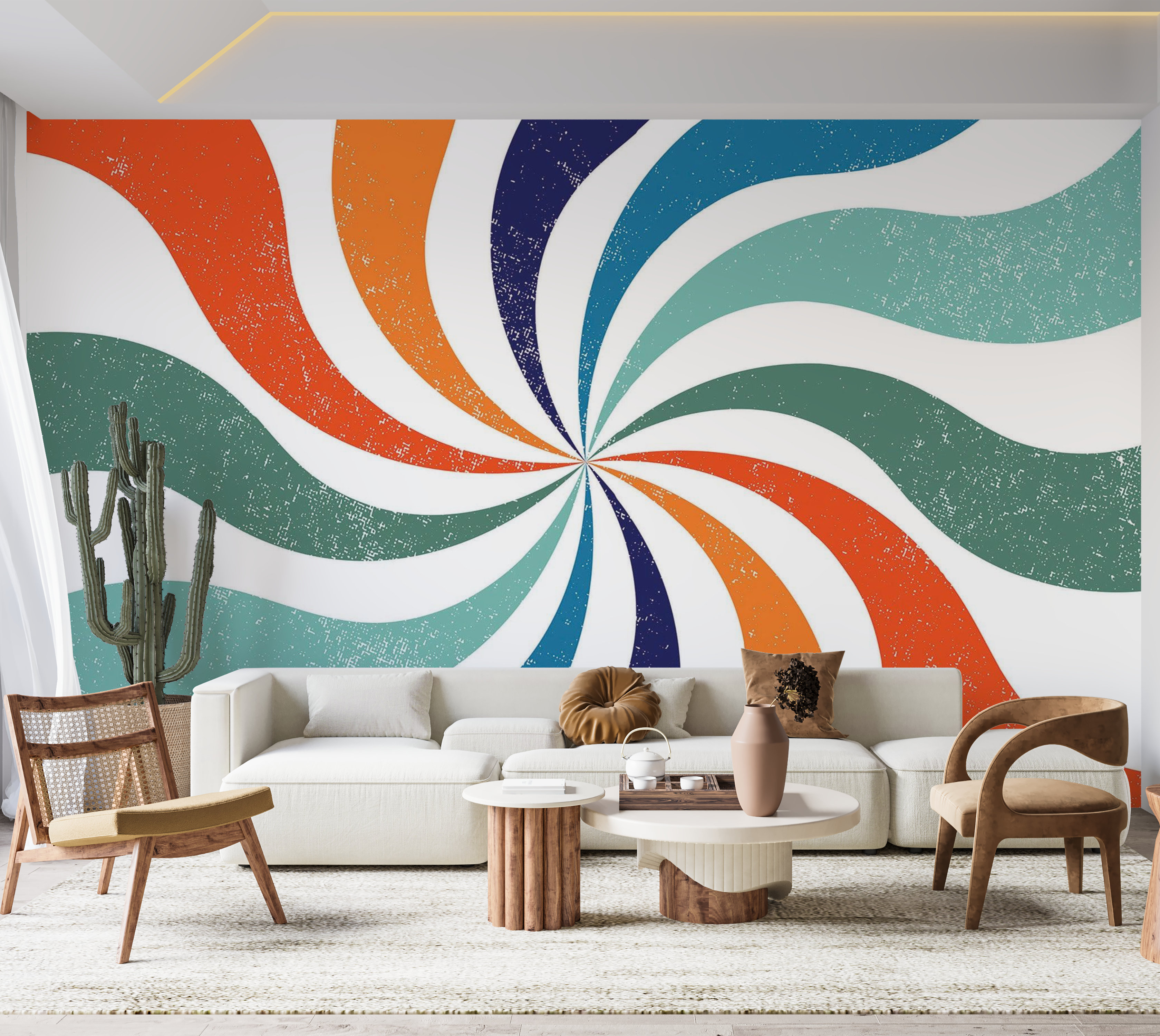 Hokku Designs Premium Wallpaper Wall Mural - Psychedelic Swirl | Wayfair