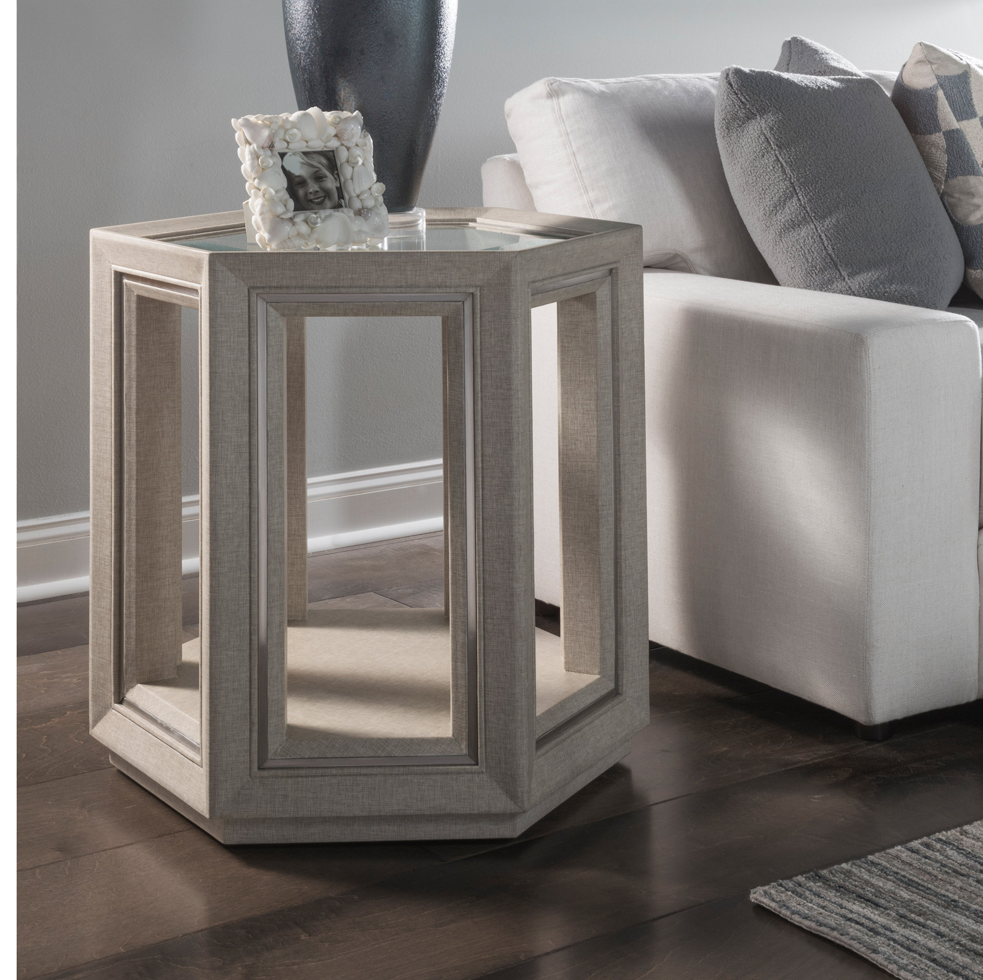 Artistica Home Signature Designs Zeitgeist Linen Hexagonal End Table ...