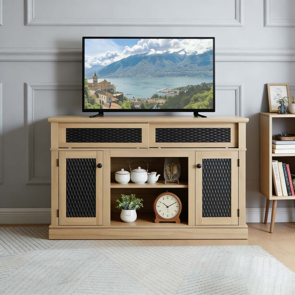 Ivy Bronx TV and Media Console with Open and Closed Storage Space and ...