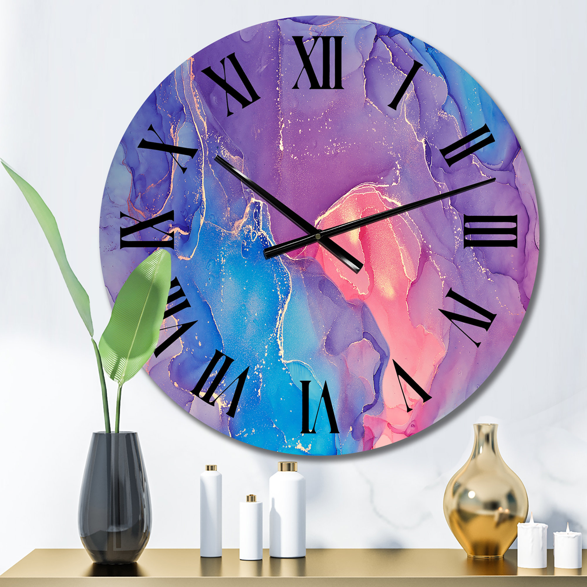 East Urban Home Purple and Blue Liquid Fuchia Art III - Modern Wall ...