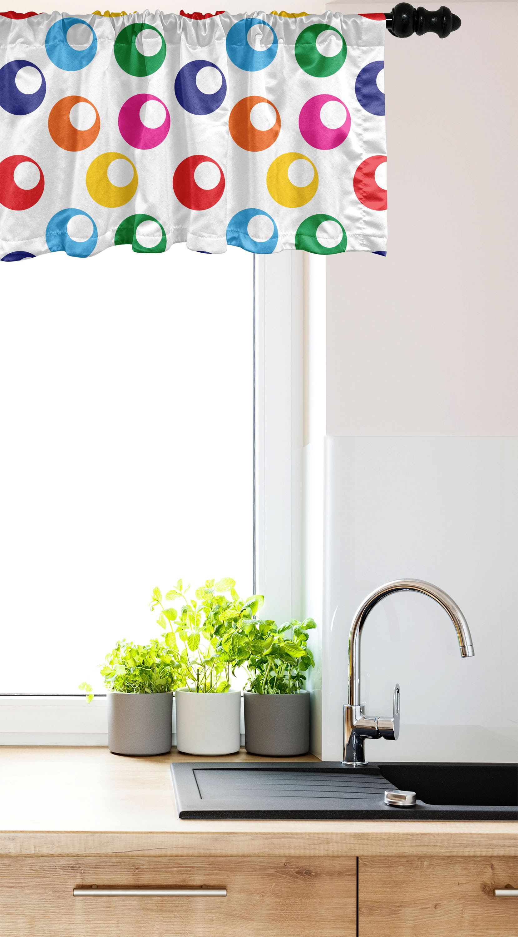 Ambesonne Colorful Valance Pack of 2 Circular Pool Disc Shapes ...