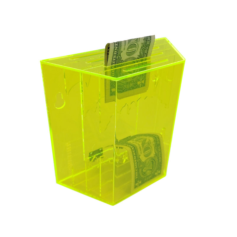 FixtureDisplays Yellow Green Donation Box Plexiglass Acrylic ...