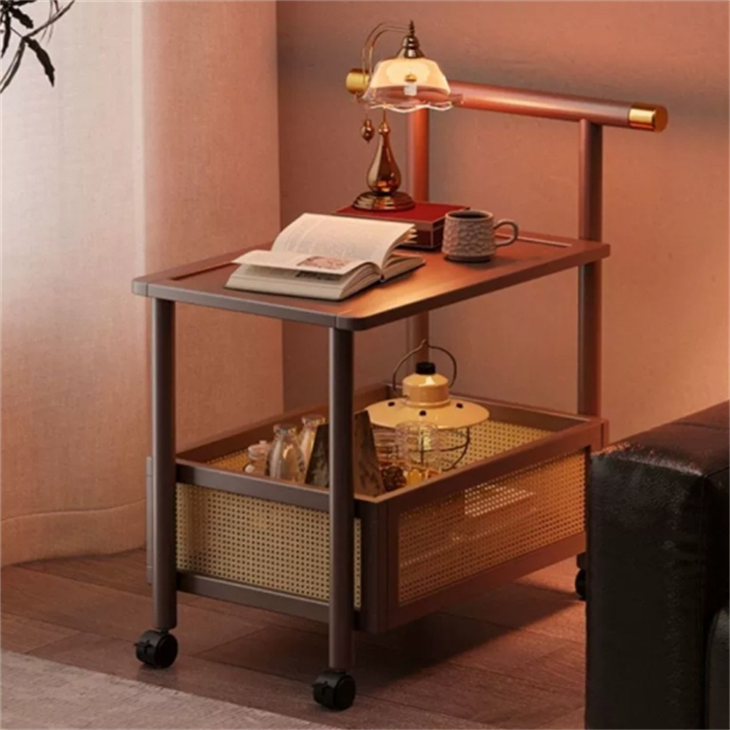 Bayou Breeze Sofa Side Table, Wooden Mobile Sofa Table, Bedside Table ...