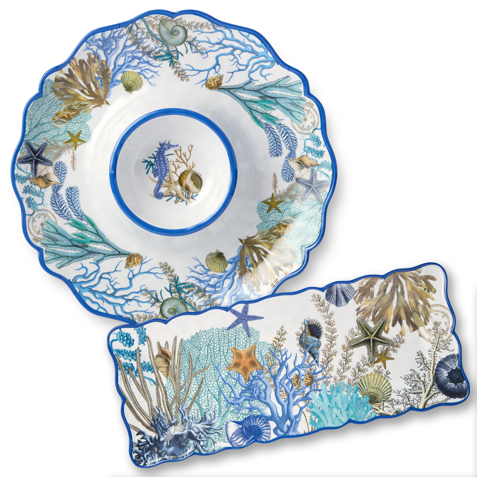 Certified International Blue Lagoon 2-Piece Melamine Appetizer Set ...