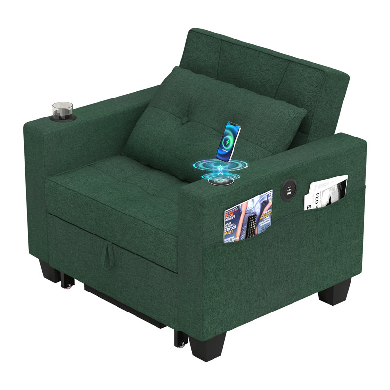 Latitude Run® 38" Wide Convertible Chair 3-In-1 Pull Out Sleeper Futon ...