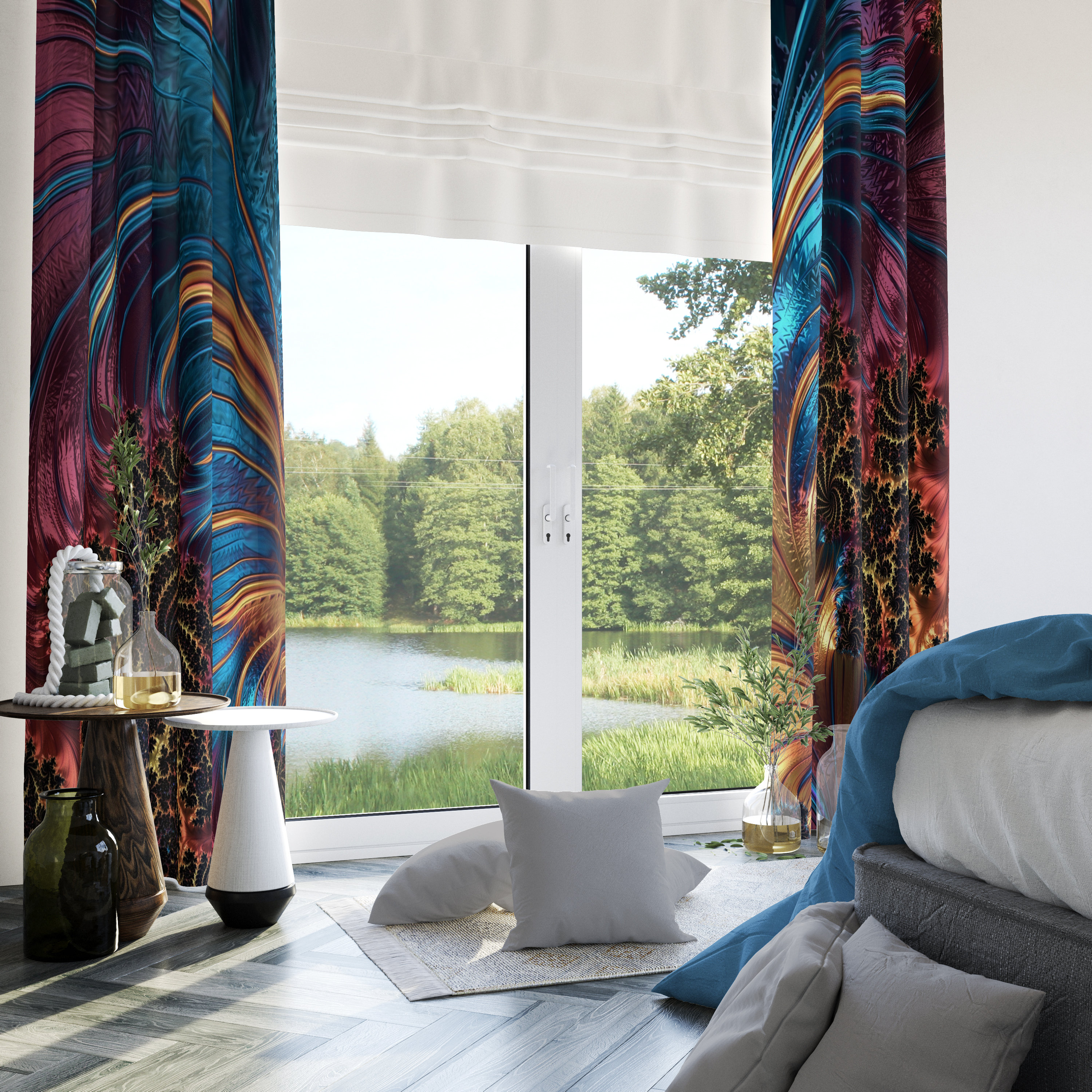 Folk N Funky 2 Piece Polyester Curtain Set | Wayfair