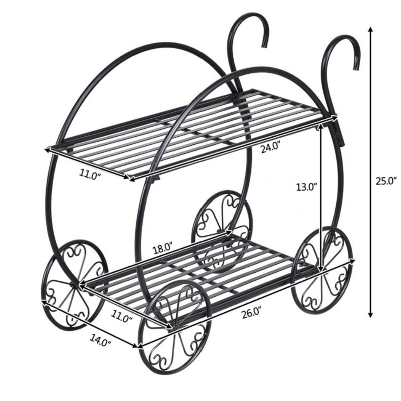 Alcott Hill® Heavy Duty Metal Flower Cart Plant Stand | Wayfair