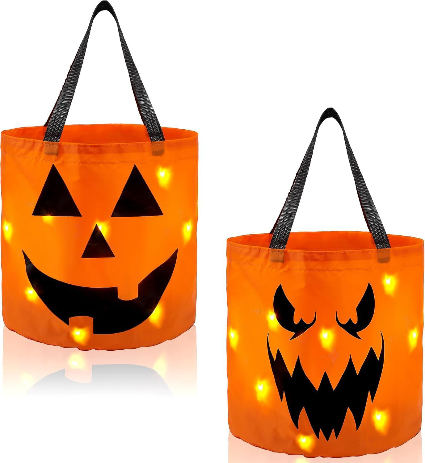 Ophelia & Co. 3Pcs Halloween Candy Pumpkin Buckets, 10 x 11.8 LED LED ...