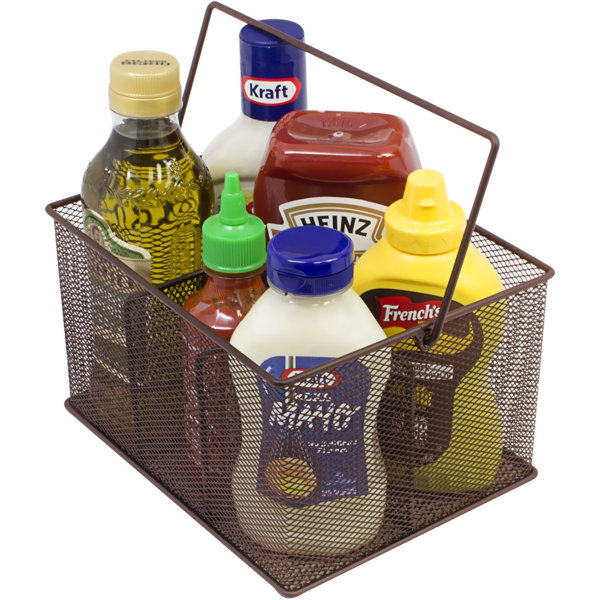 Sorbus Mesh Multi-Purpose Flatware Caddy with Handle in Brown ...