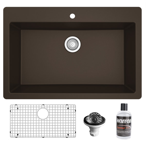 Karran Quartz 33'' X 22'' Large Single Bowl Drop-in Kitchen Sink With ...