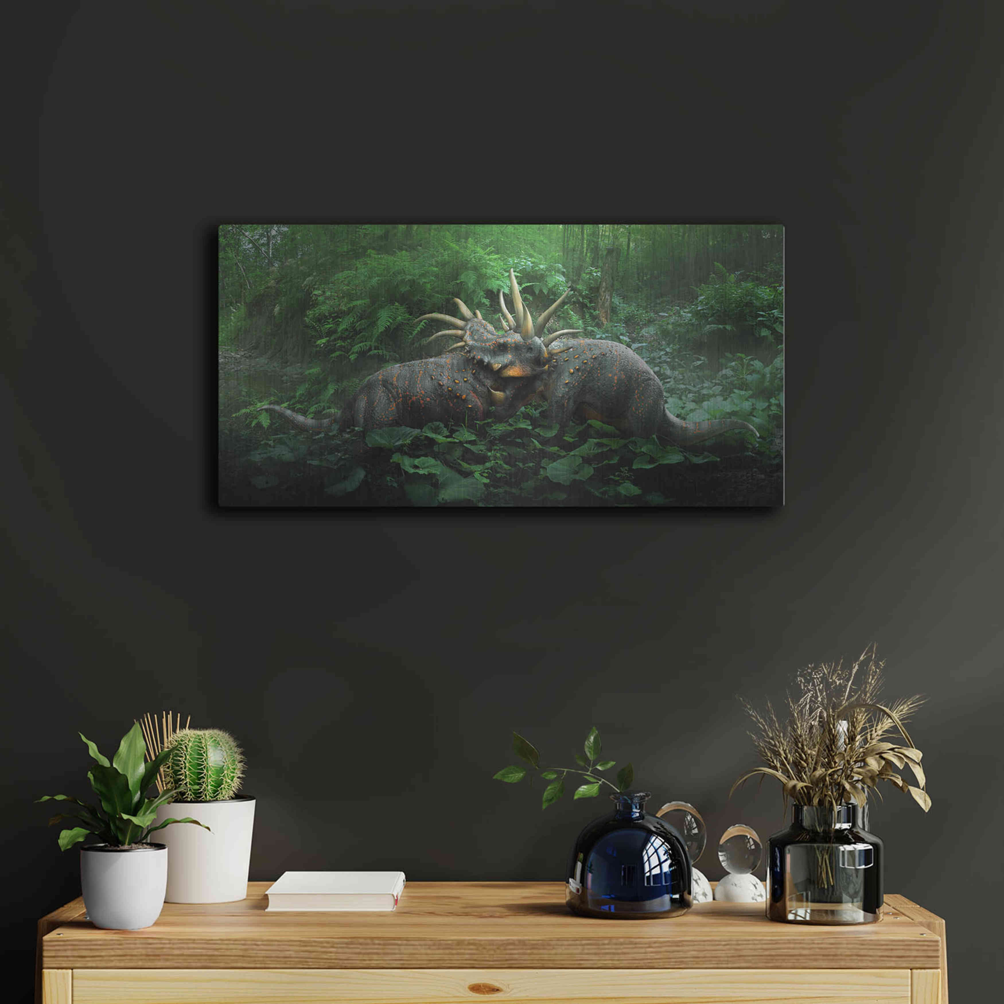 Luxe Metal Art 'Dueling Styracosaurus', Metal Wall " Dueling ...