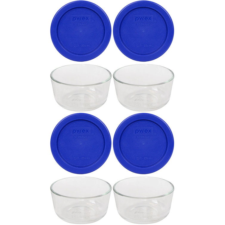 Pyrex (4) 7202 1-Cup Glass Bowls & (4) 7202-PC 1-Cup Lids | Wayfair