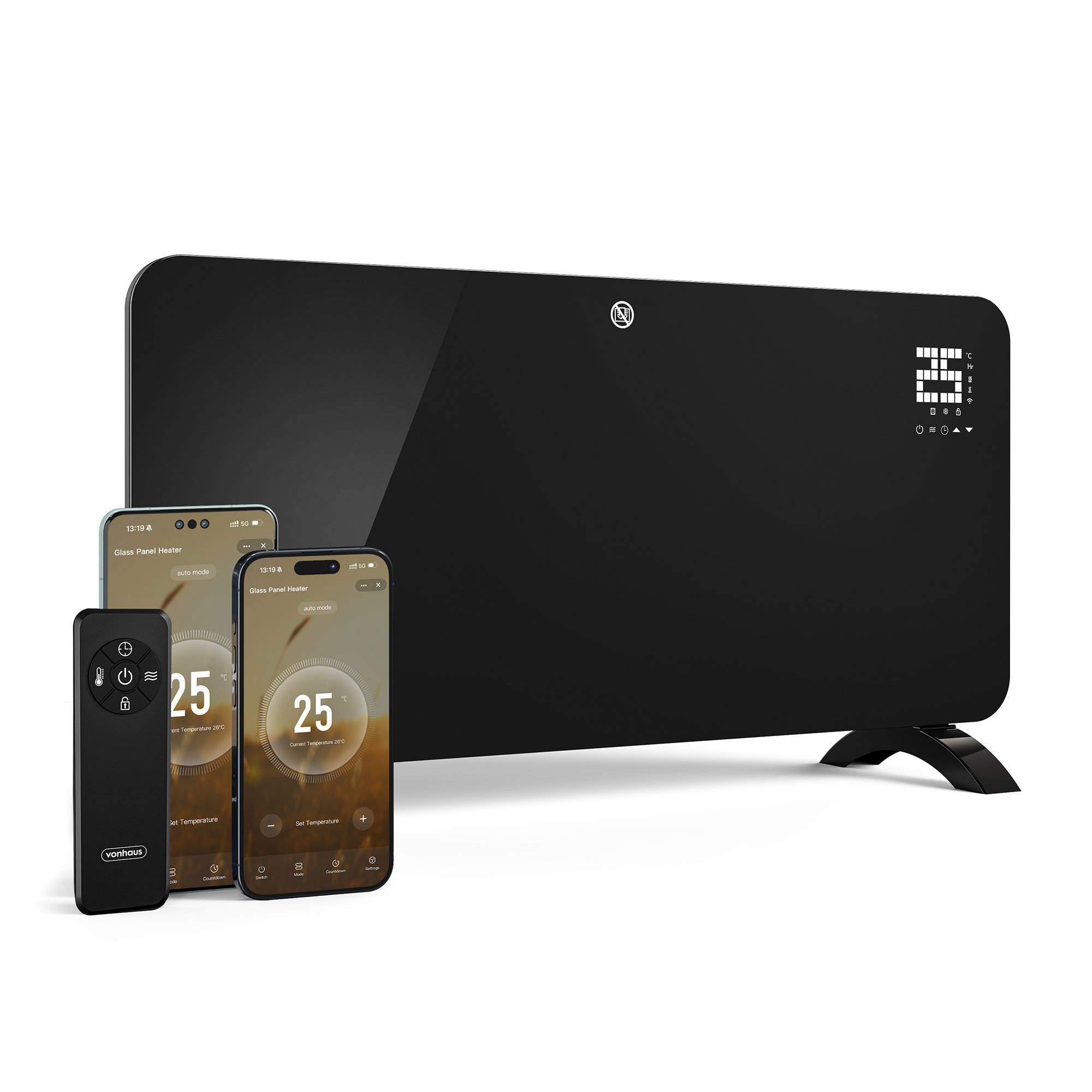 Vonhaus Electric Heater 2000w Glass Panel Radiator With Wifi & Reviews ...