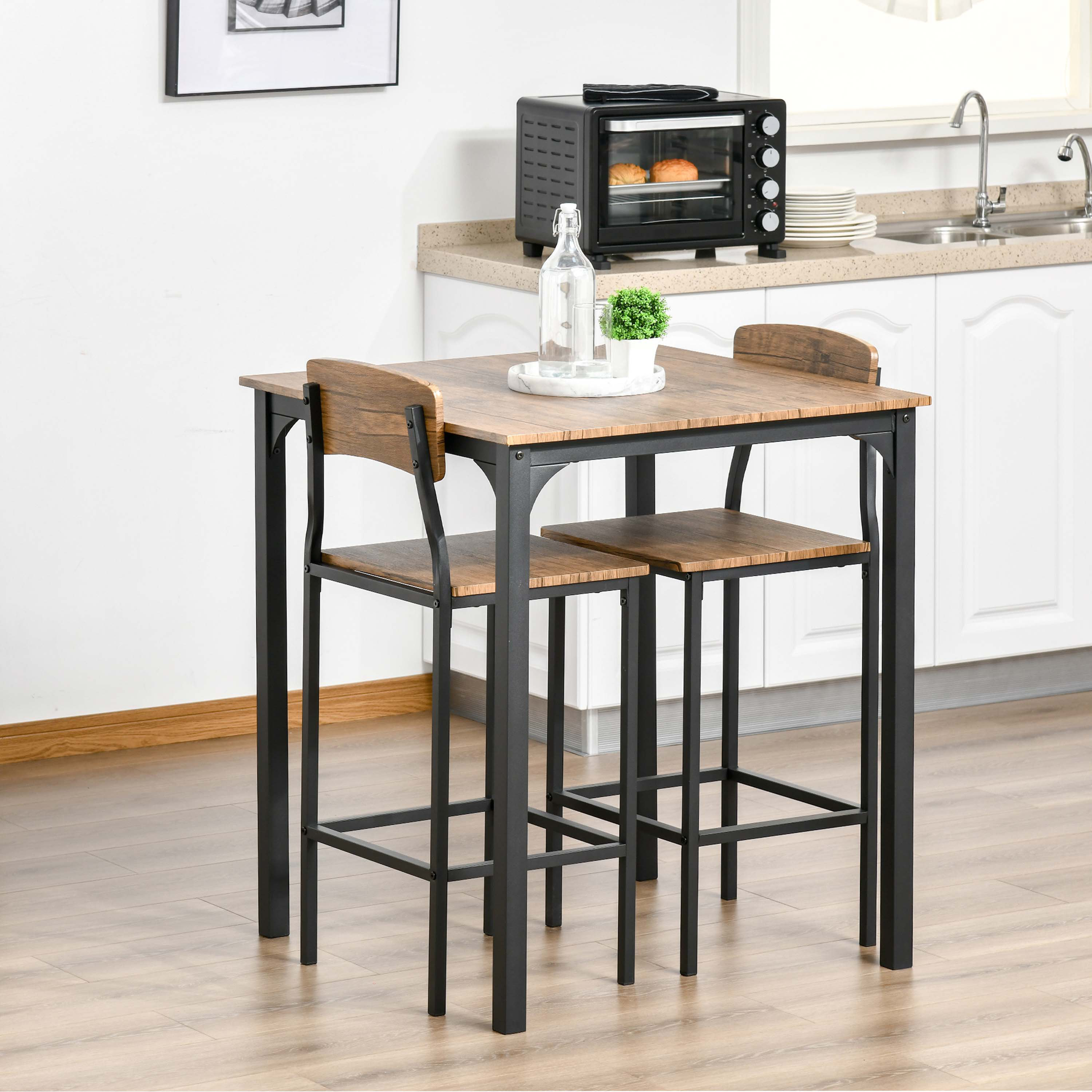 17 Stories 3 Piece Bar Table Set, Industrial Counter Height Dining ...