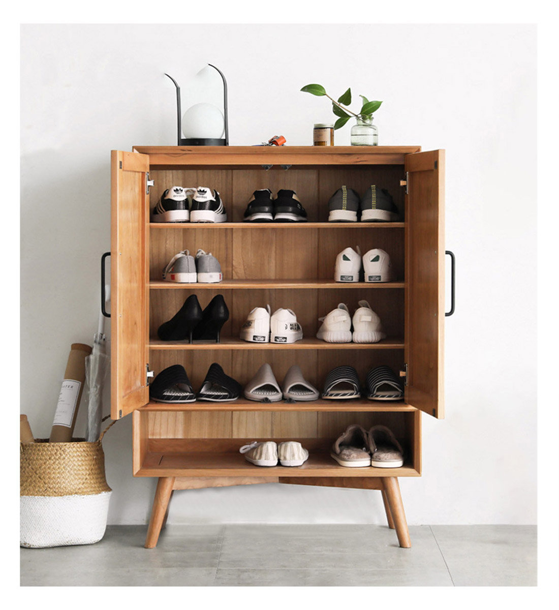 Finesse Furni Modern minimalist cherry wood shoe cabinet | Wayfair