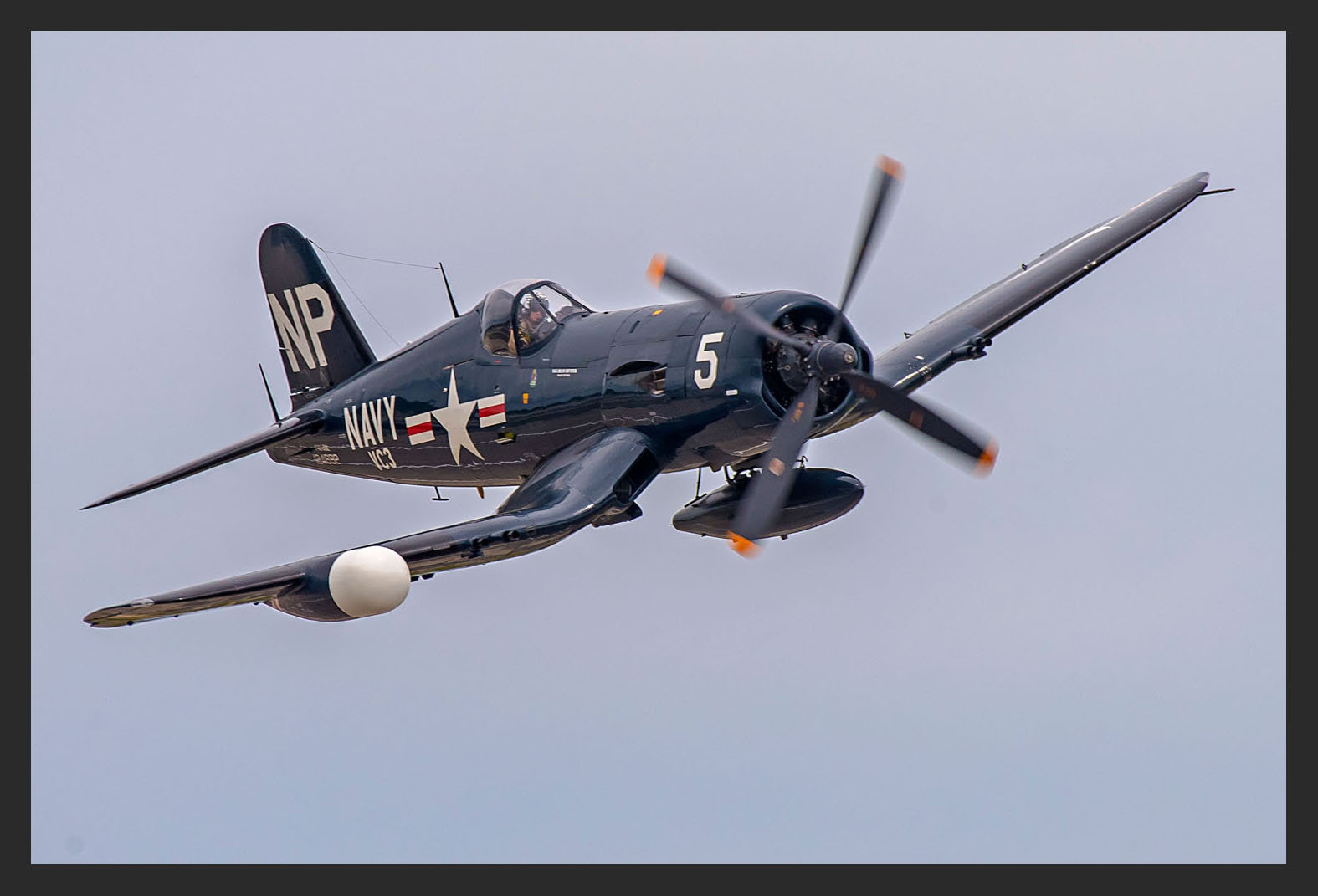 Hokku Designs F-44 Military Airplane In Flight Framed On Poster Paper ...