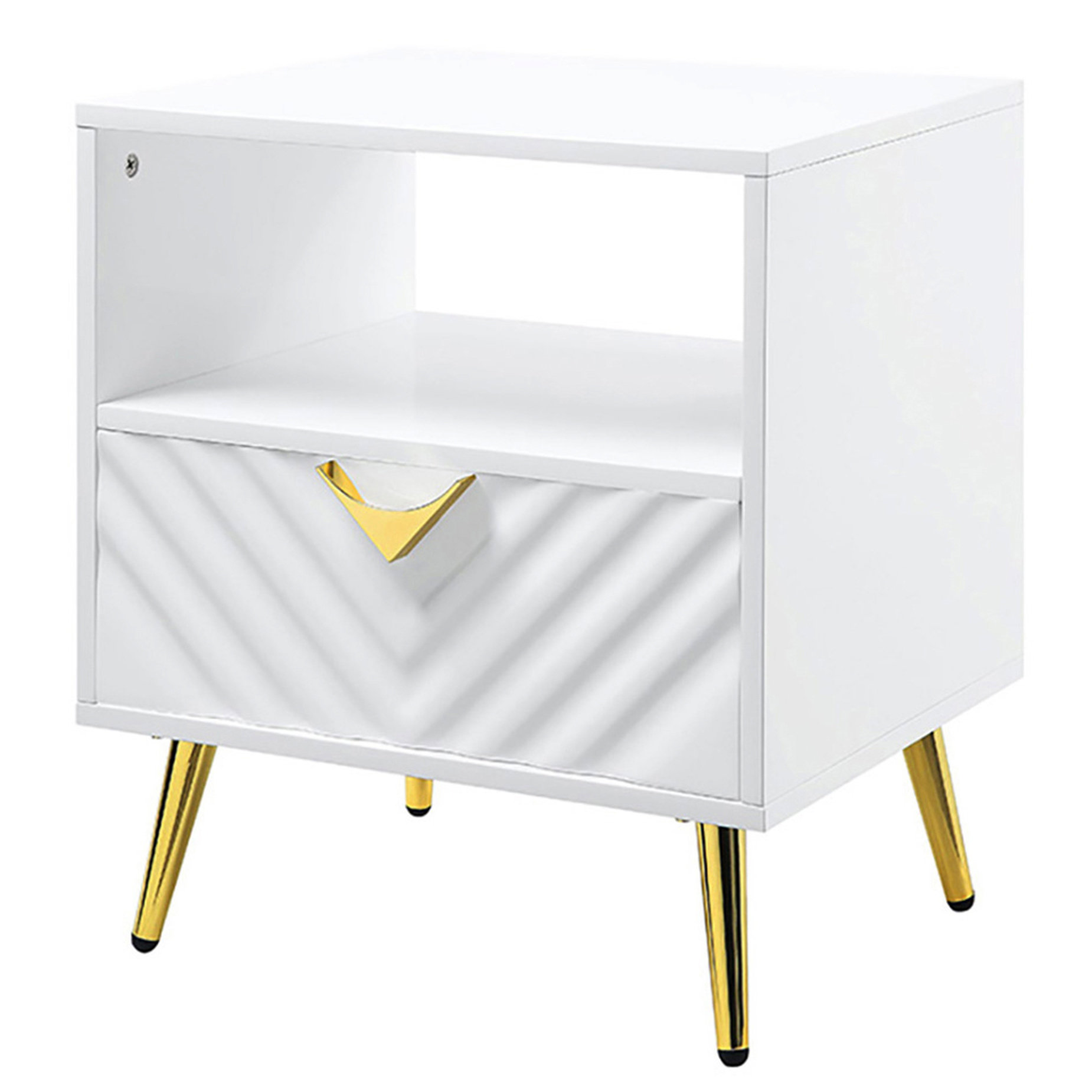 Mercer41 Mid-century Modern Shelf End Table - White High Gloss And ...