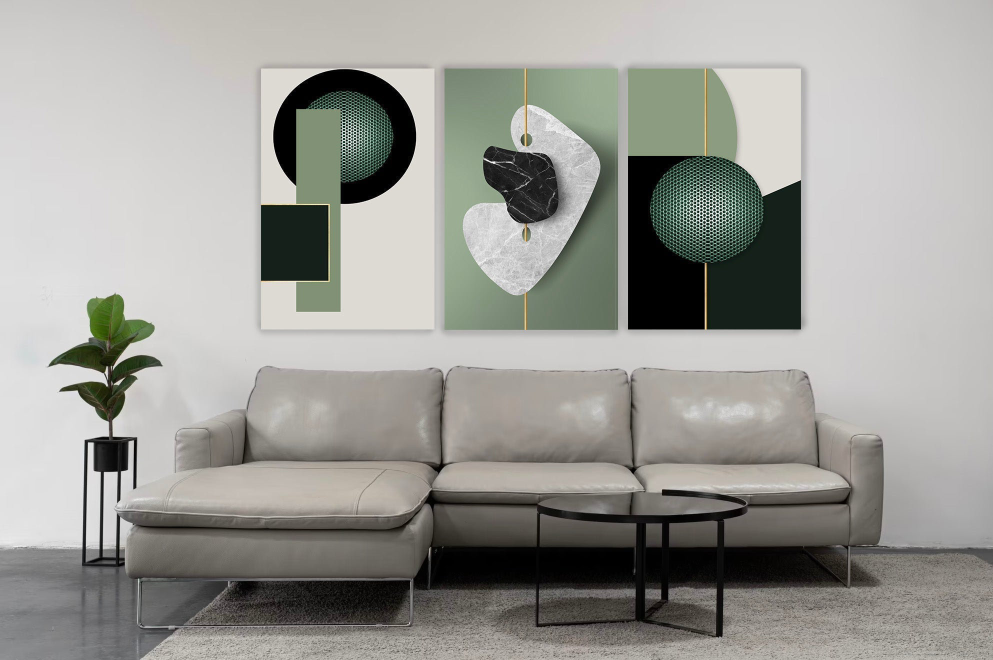 Kira Living Olive Abstract Acrylic Wall Art 3 Piece Set | Wayfair