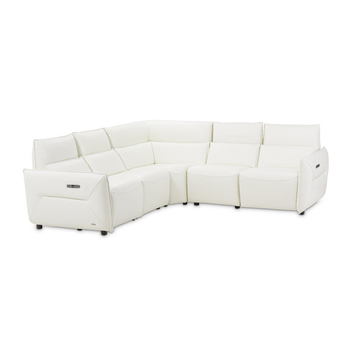 Michael Amini Mia Bella 5 - Piece Leather Power Reclining Sectional ...