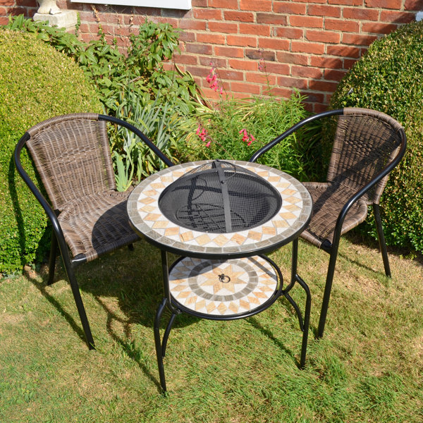 World Menagerie BRAVA FIRE PIT 60cm Mosaic Table with San Remo Chair ...