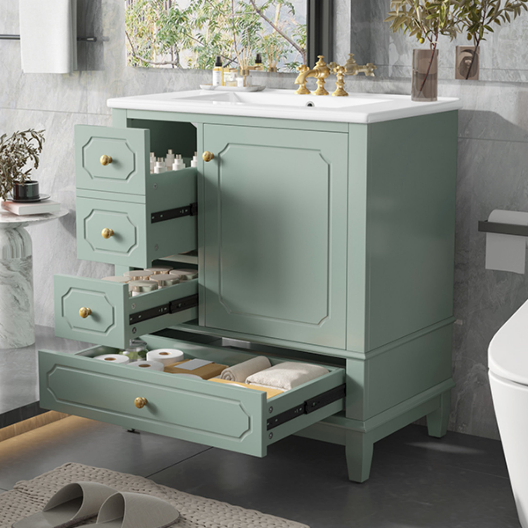 Red Barrel Studio® 30" Bathroom Vanity With Sink, Freestanding White ...