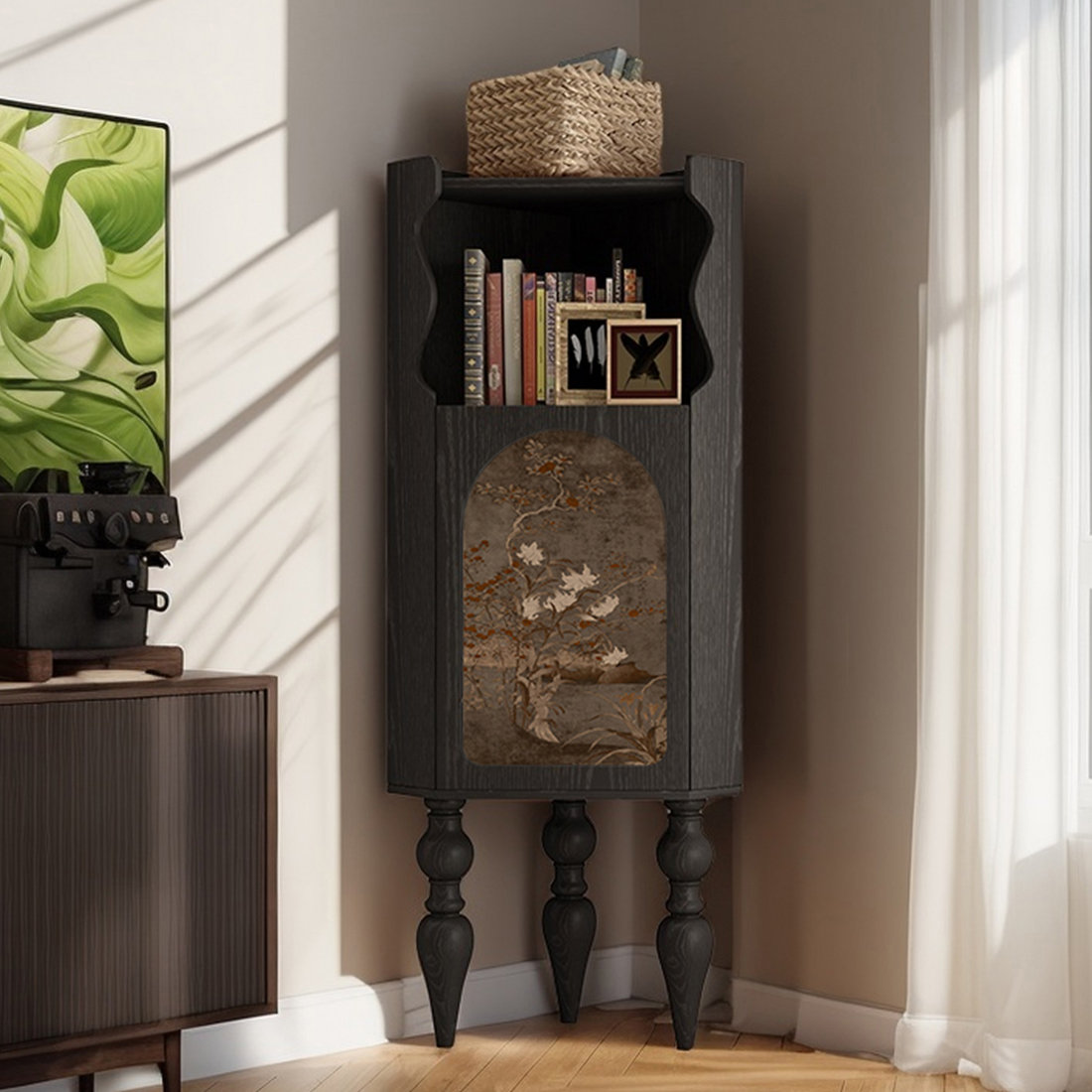 DURBIL Multi-functional modern wooden corner bookcase | Wayfair