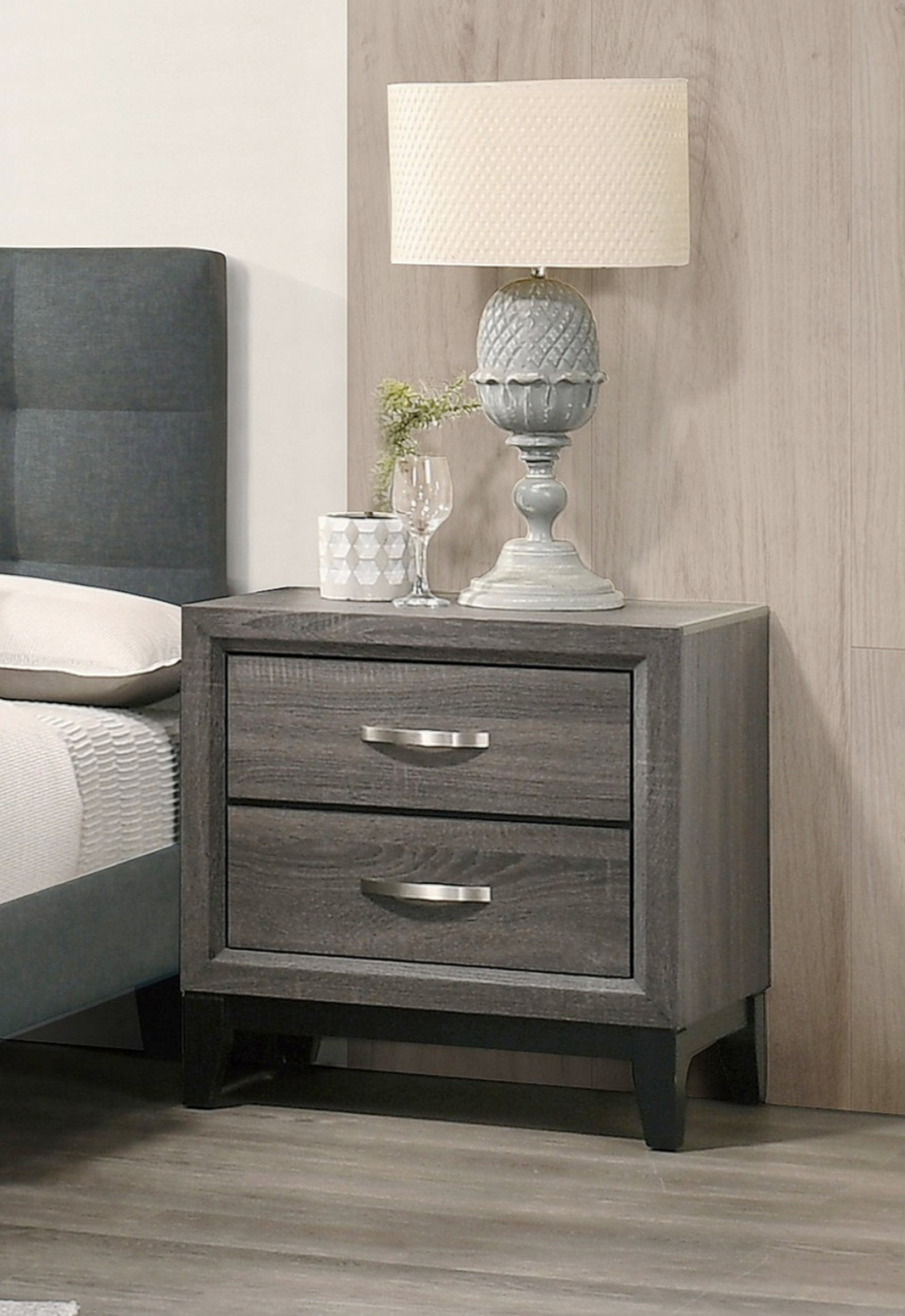 Latitude Run® Bedroom Furniture Rustic Grey Oak Simple 1Pc Nightstand 2 ...
