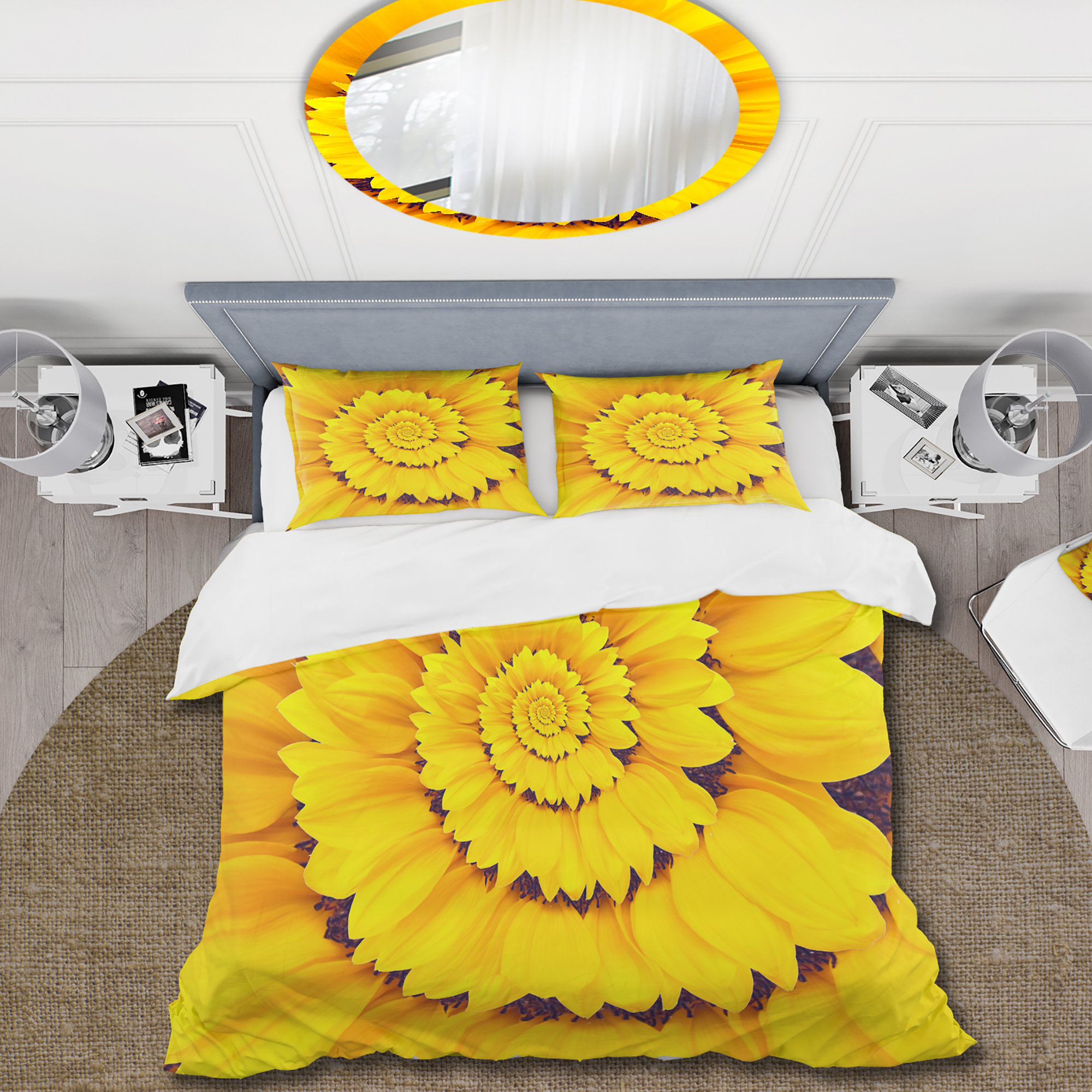 Design Art Sunflower Infinity Spiral I - Traditional Duvet Cover Set ...