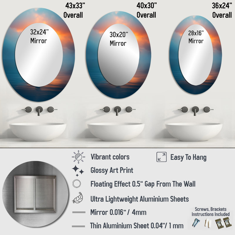 Dovecove Serene Lighthouse In Sunset Mist - Coastal Oval Decorative ...