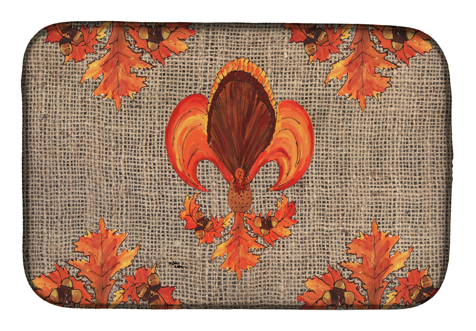 Caroline's Treasures Thanksgiving Turkey Fleur De Lis Drying Mat | Wayfair
