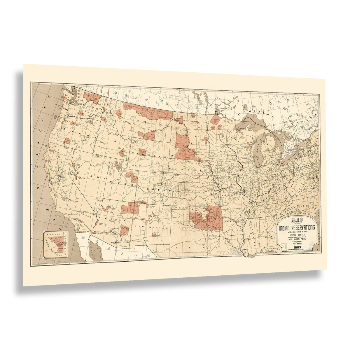 Williston Forge " 1883 Native American Indian Reservations Map Poster ...