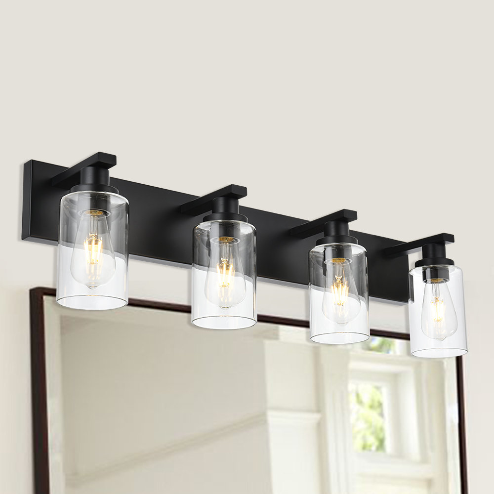 Latitude Run® Modern 4-Light Vanity Lighting Black Bathroom Light With ...