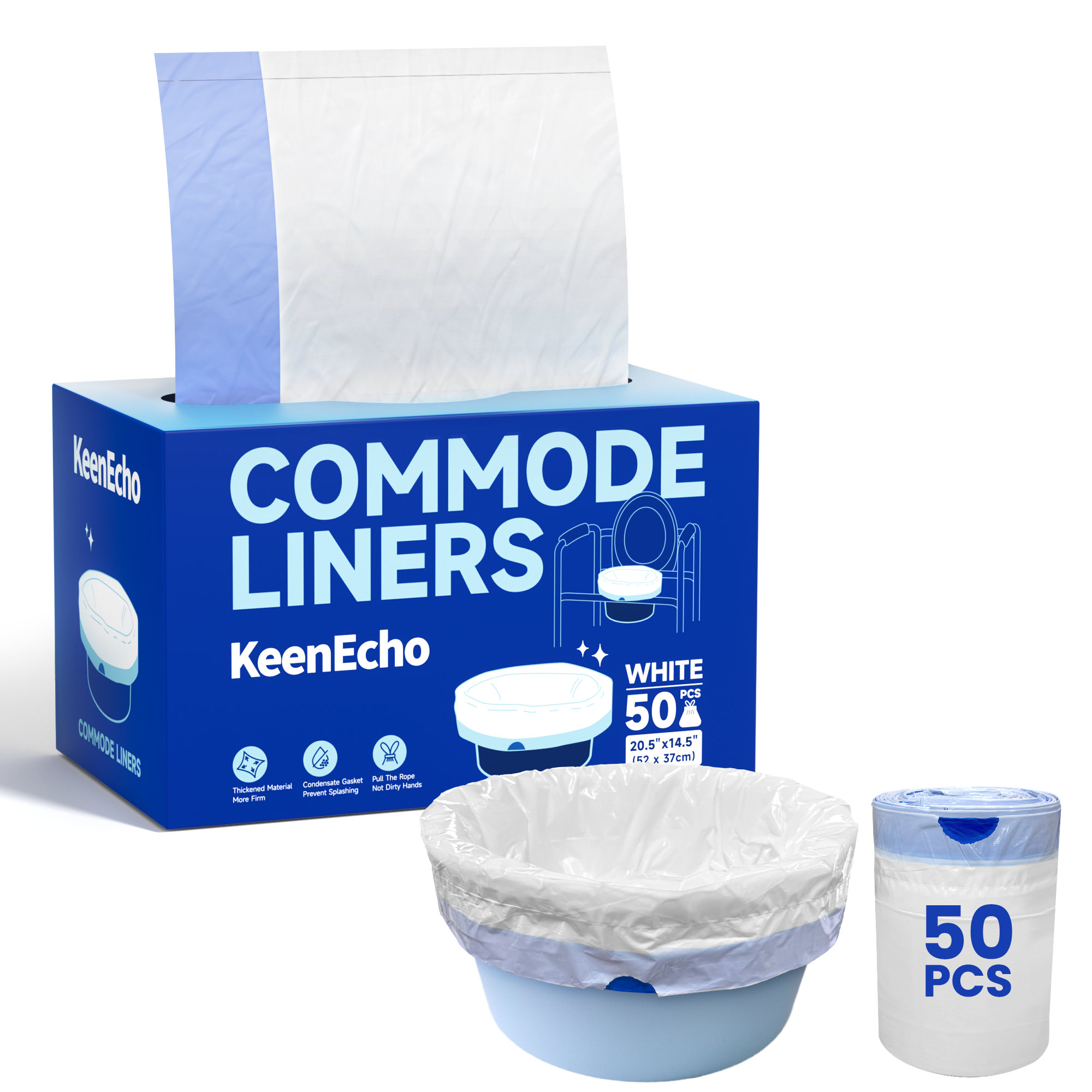 Keenecho Bedside Commode Liners 50 Count | 100% Recycled Ocean Waste ...