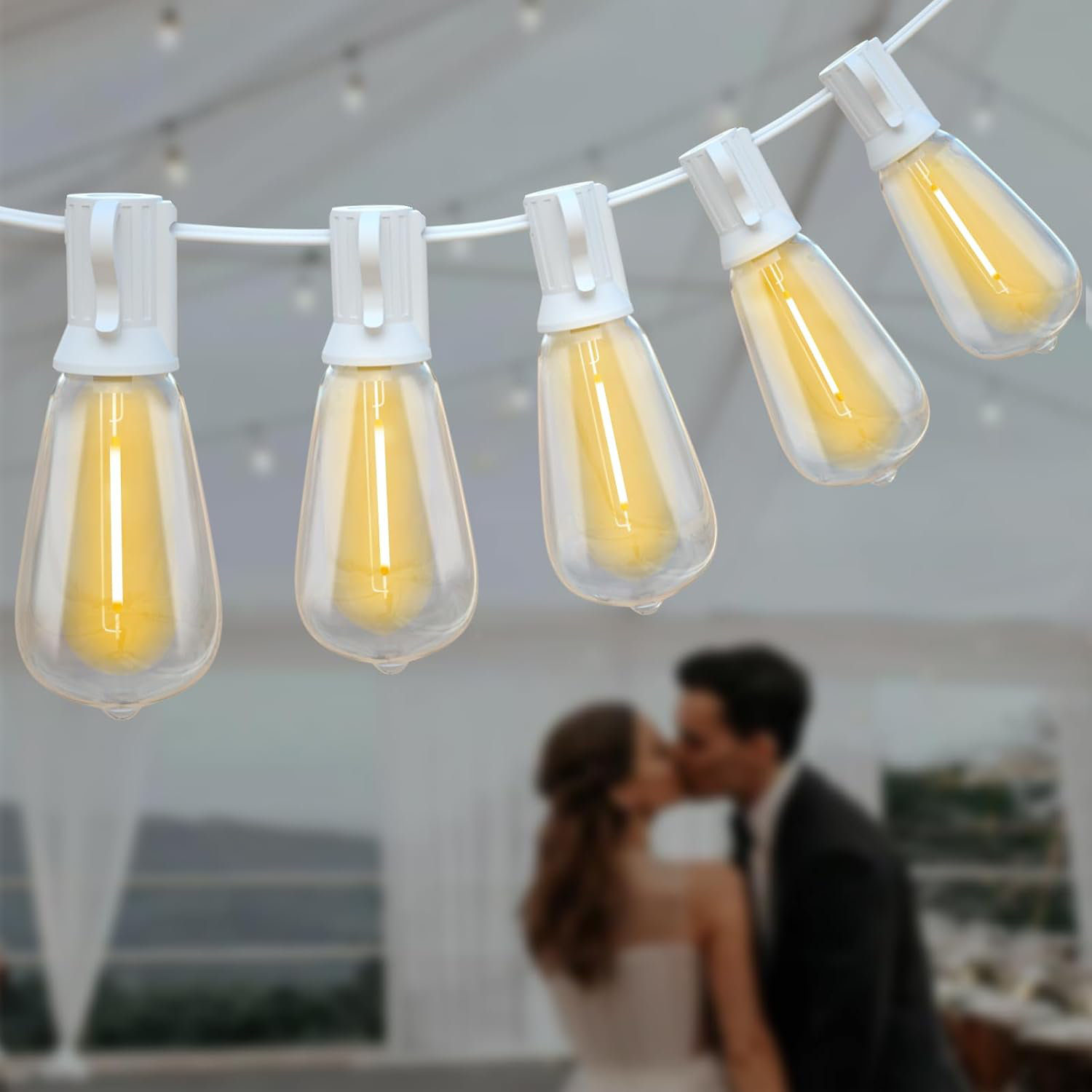 The Holiday Aisle® 100FT Outdoor String Lights LED Dimmable Patio ...