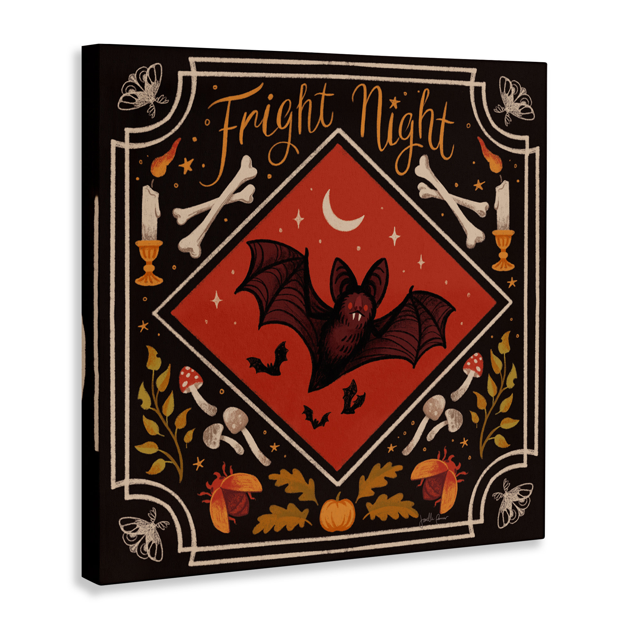 The Holiday Aisle® Fright Night Bat & Botanicals Canvas, design by ...