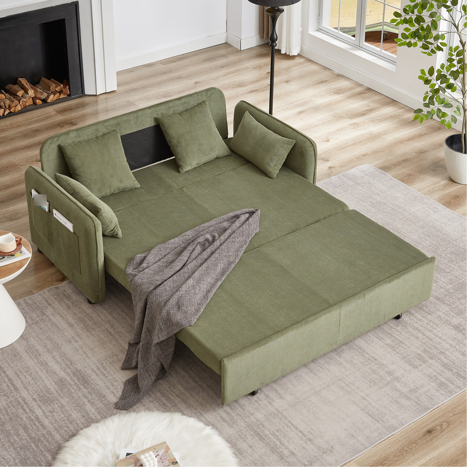 George Oliver 66 Inch, Sleeper Bed, Corduroy, High - Support Sponge, 2 ...