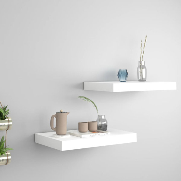 Metro Lane Set Of 2 White Floating Wall Shelves - 50X23x3.8 Cm, MDF ...