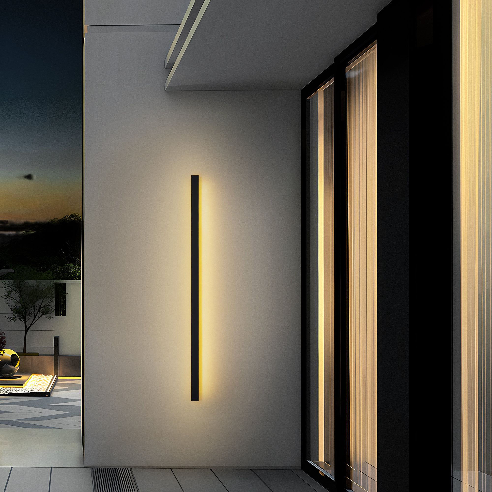 Ivy Bronx Barde Slender Sideway Outdoor Hardwired Bar Wall Sconce with ...