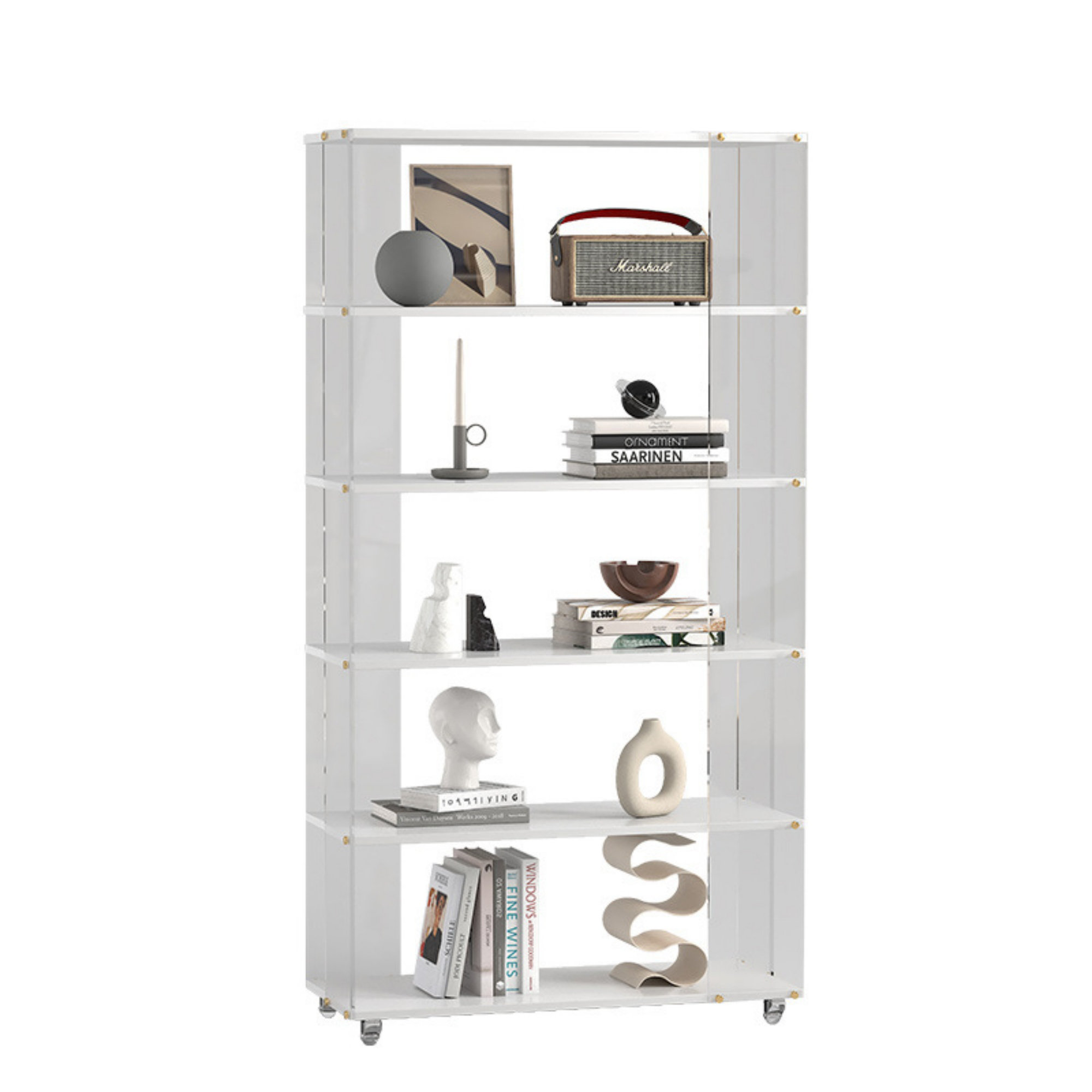 Latitude Run® 5-Tier Acrylic Display Cabinet With Wheels, Floor ...