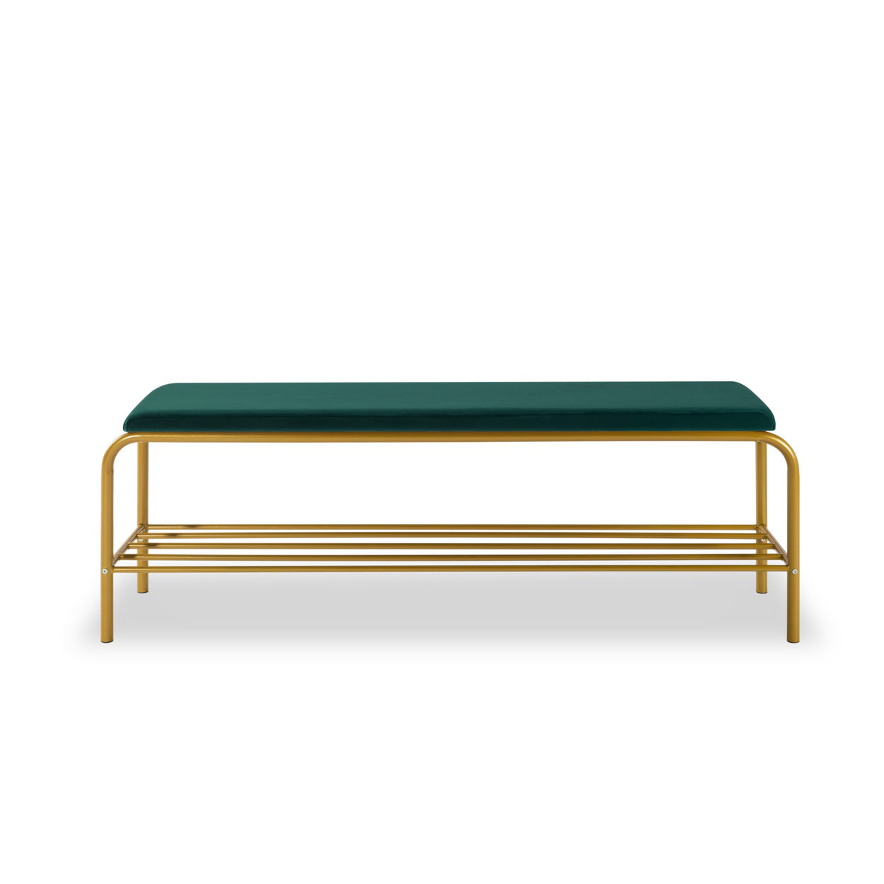 Mercer41 Shelves Storage Bench, Gold Bench, Metal Base Bench, Bedroom ...