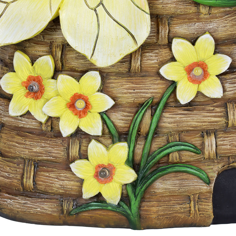 Exhart Solar Hand Painted Bee Hive Statuary With LED Flowers, 9 By 12.5 ...