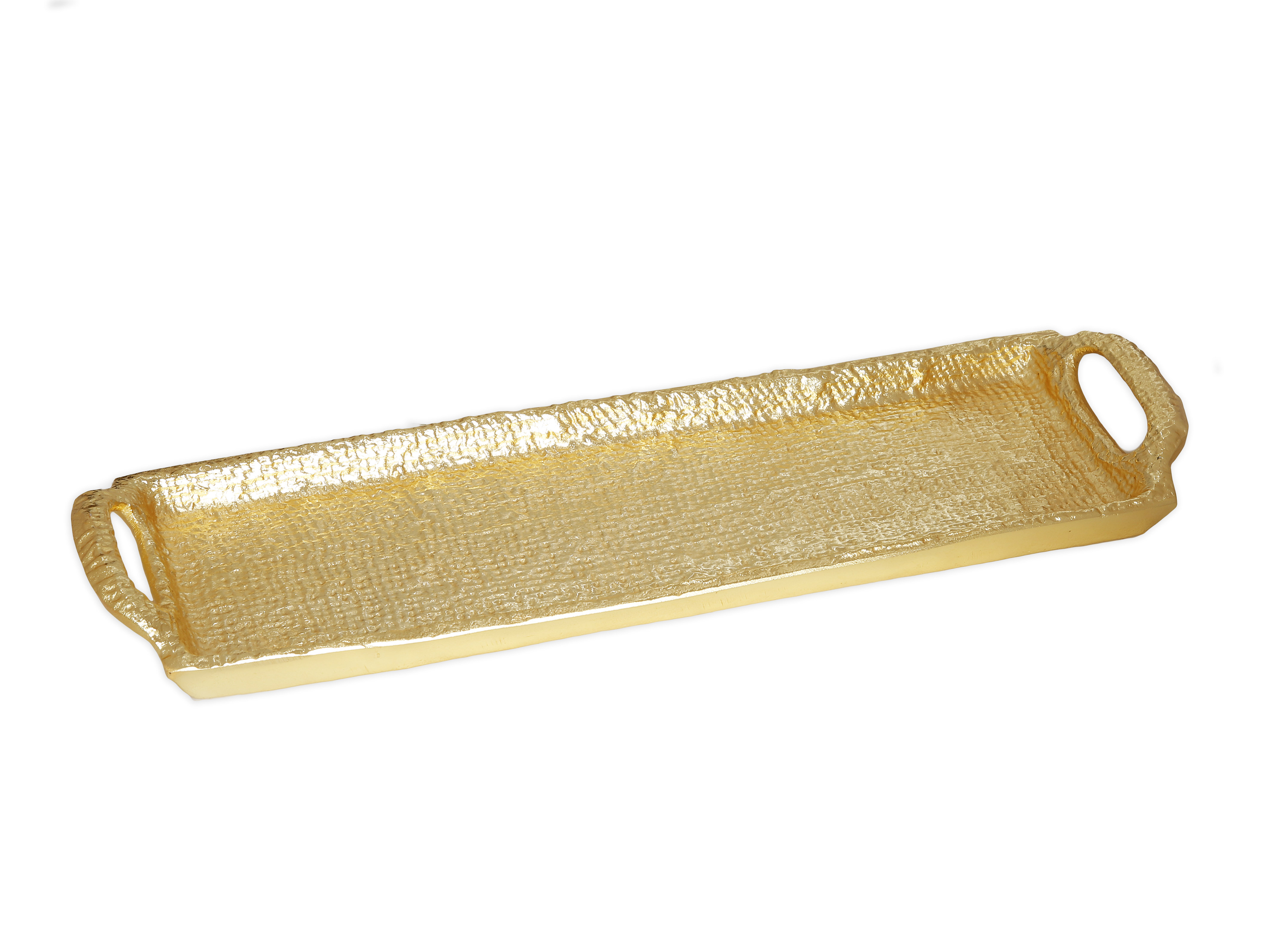 Mercer41 Blayne Textured Gold Oblong Tray | Wayfair