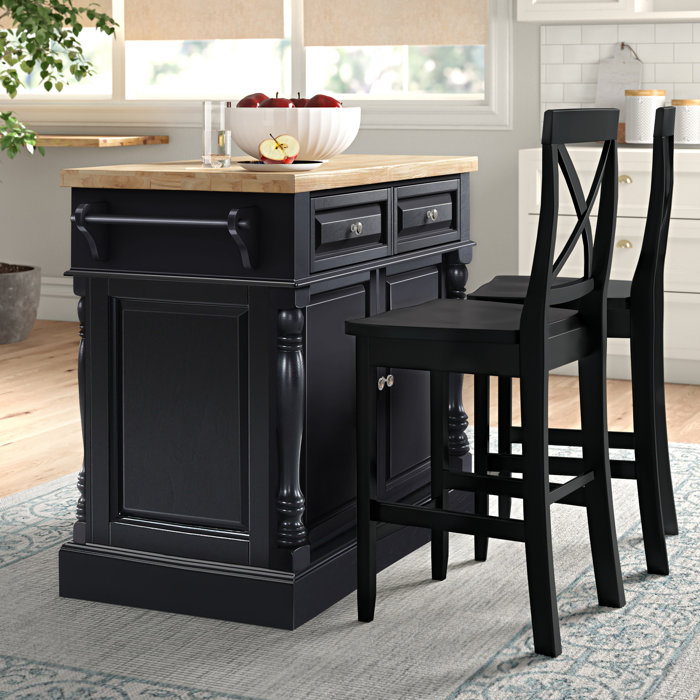 Three Posts™ Diamondback Wood Kitchen Island Set & Reviews | Wayfair