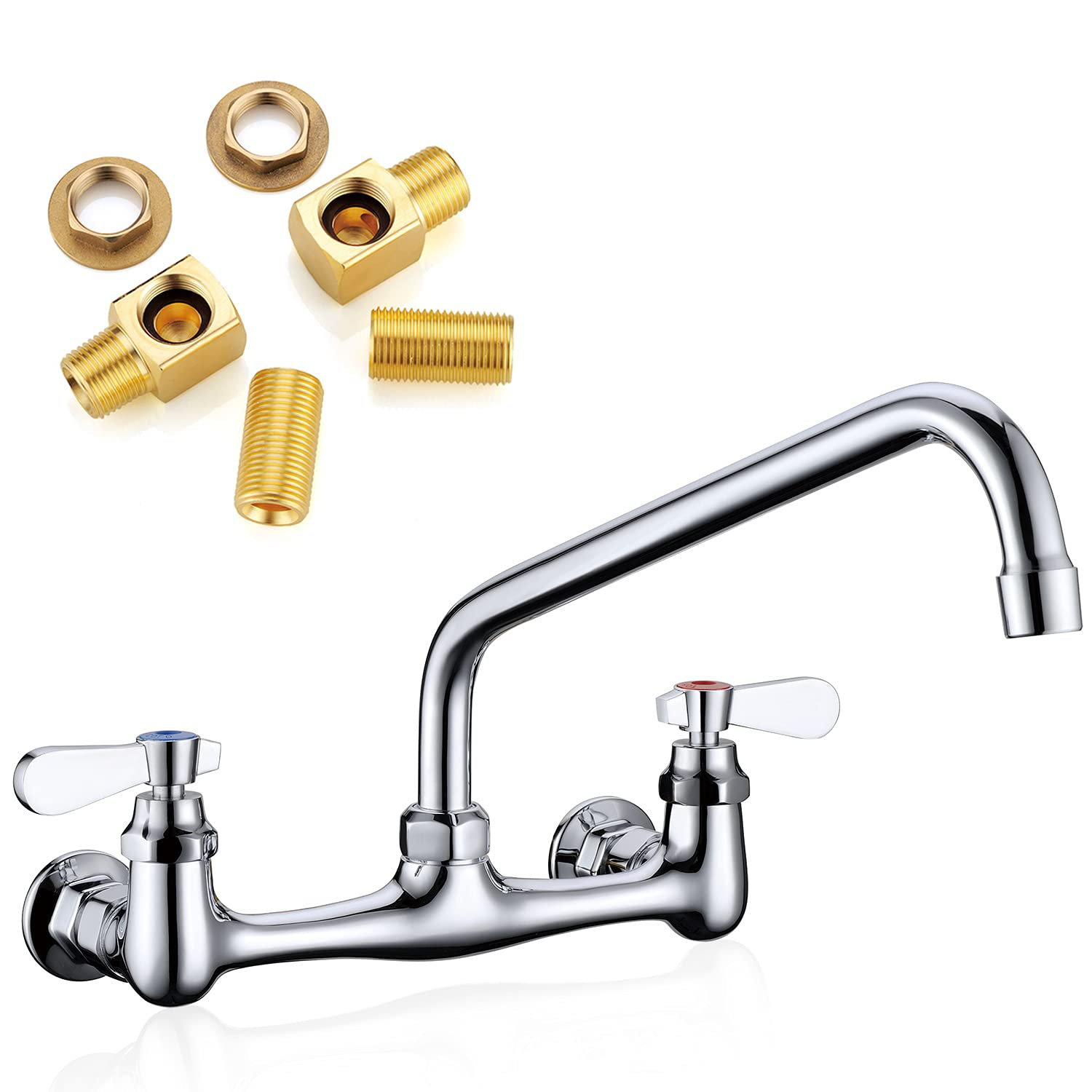 KAISHENGDAA Wall Mount Faucet 8 Inch Center Commercial Kitchen Faucet ...