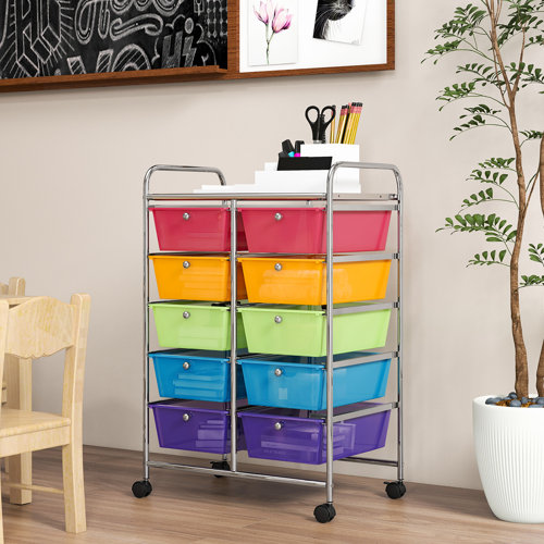 Rebrilliant Milin 10 Drawer Storage Drawer with Locking Wheels | Wayfair
